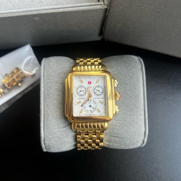 Michele | Accessories | Michele Deco Gold Watch | Poshmark